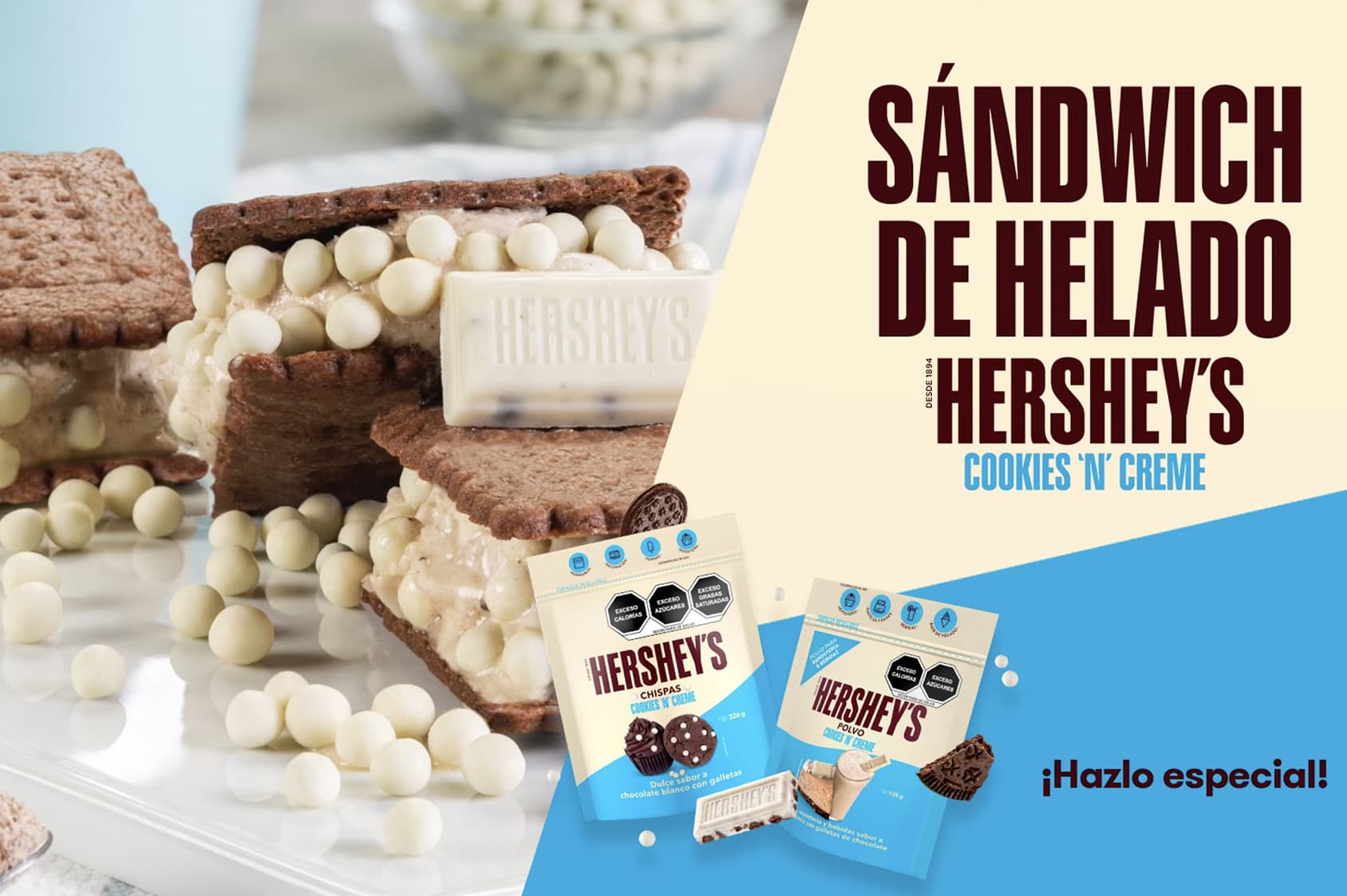 Sándwich de helado HERSHEY'S Cookies 'n' Creme